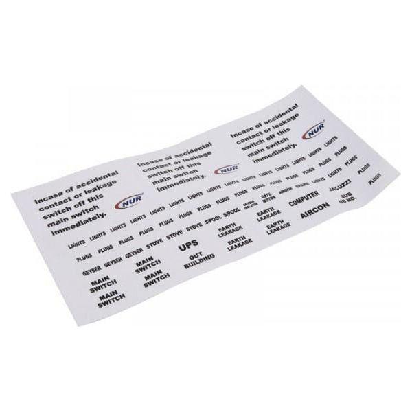 Distribution Board Label Sheet | Brite Lighting & Electrical